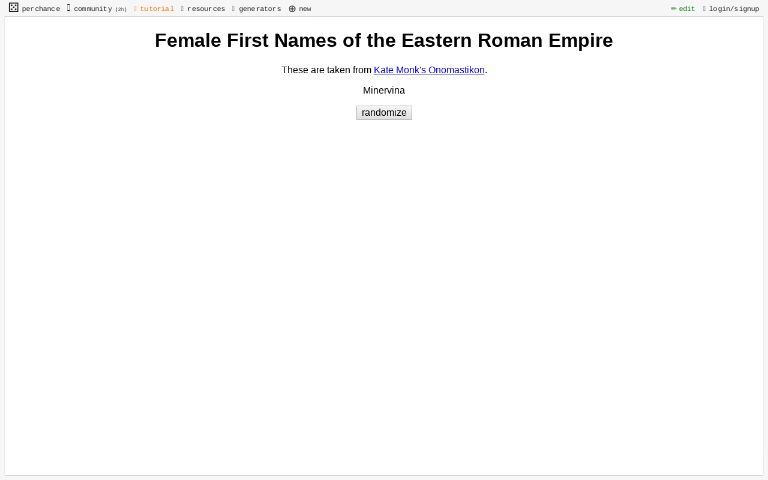 Female First Names of the Eastern Roman Empire ― Perchance Generator