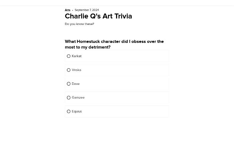 Personal Trivia Quiz ― Perchance Generator