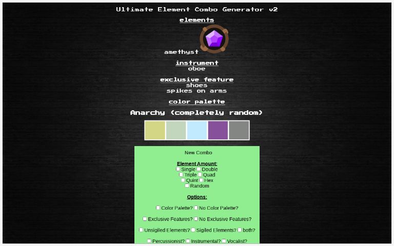 Element Combo Generator V2