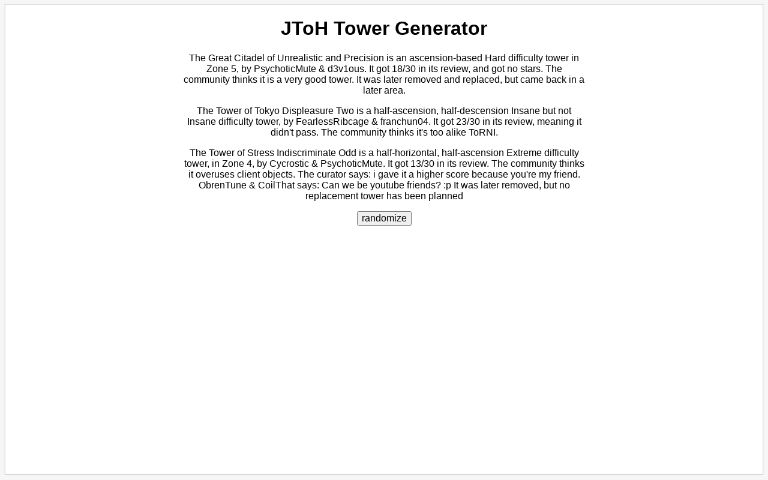 JToH Tower Generator