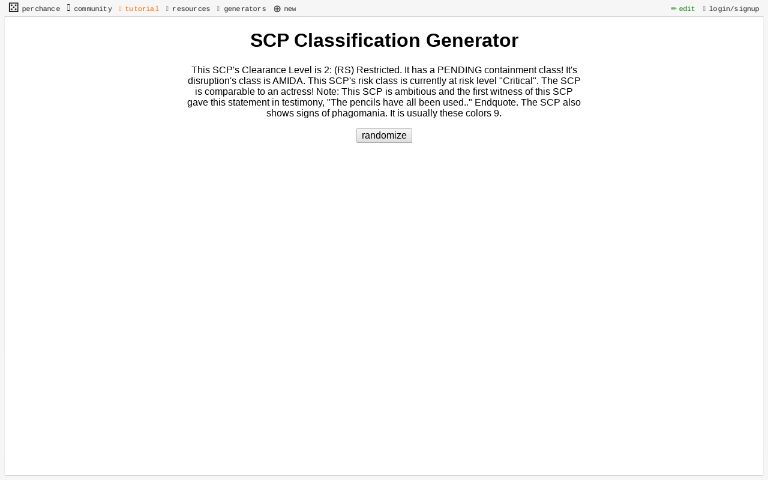SCP Classification Generator