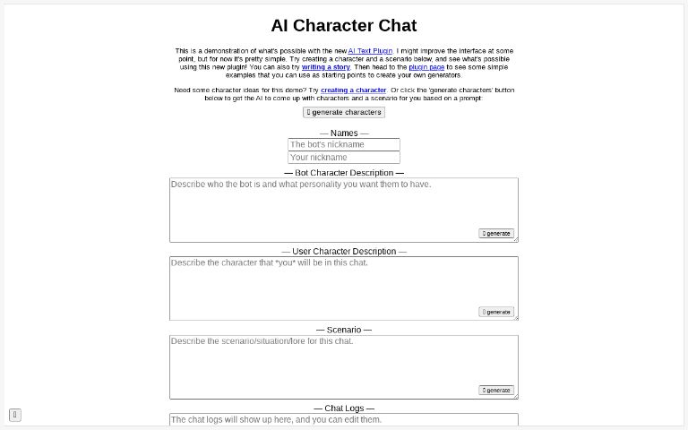 AI Character Chat (free, no sign-up, unlimited)