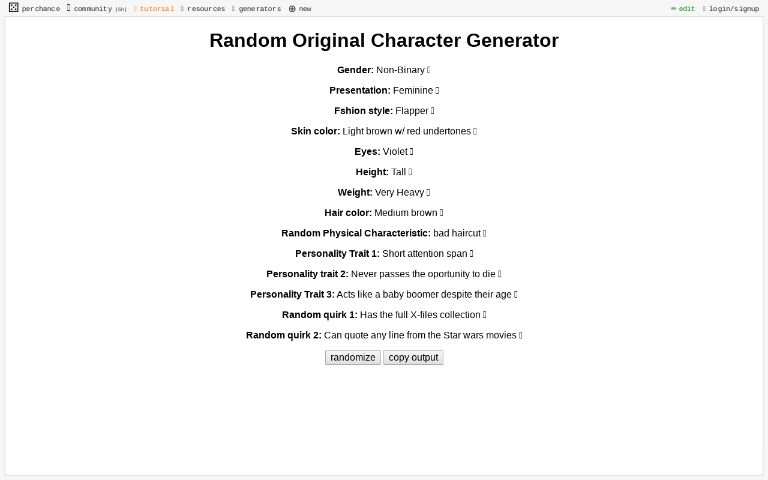 Random Original Character Generator