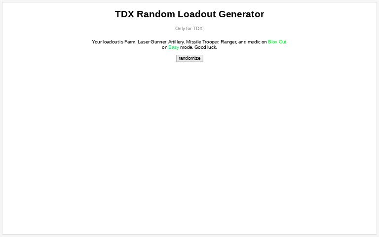 TDX Random Loadout Generator
