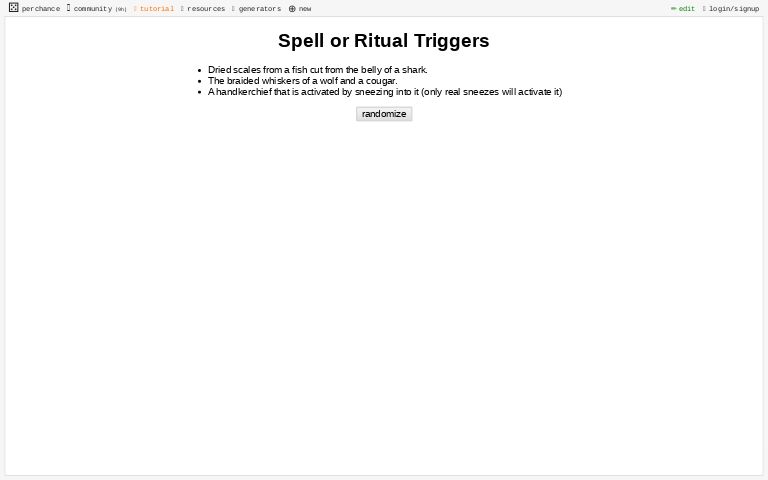 Spell or Ritual Triggers ― Perchance Generator