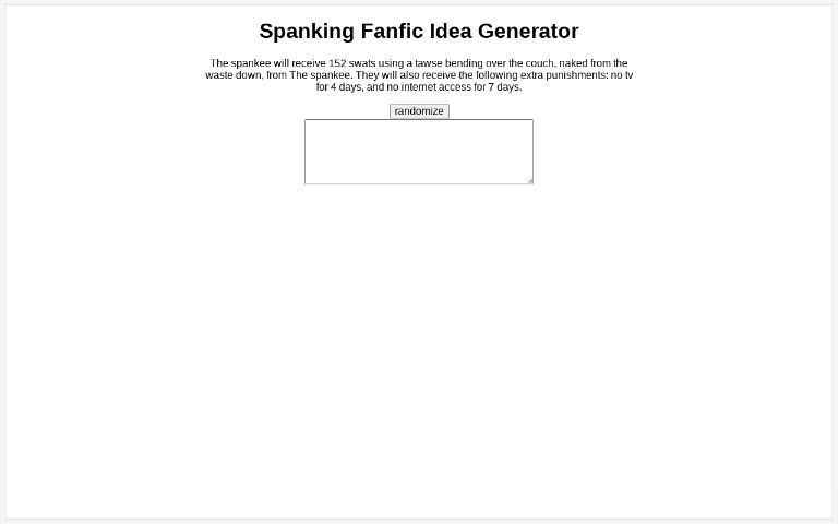Spanking Fanfic Idea Generator