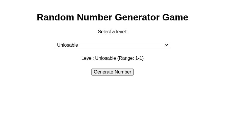 Random Number Generator Game