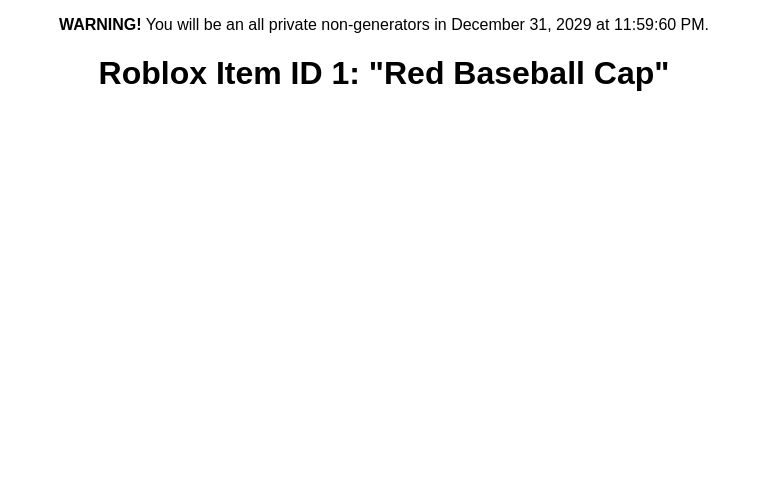 Roblox Item ID 1: "Red Baseball Cap" ― Perchance Generator