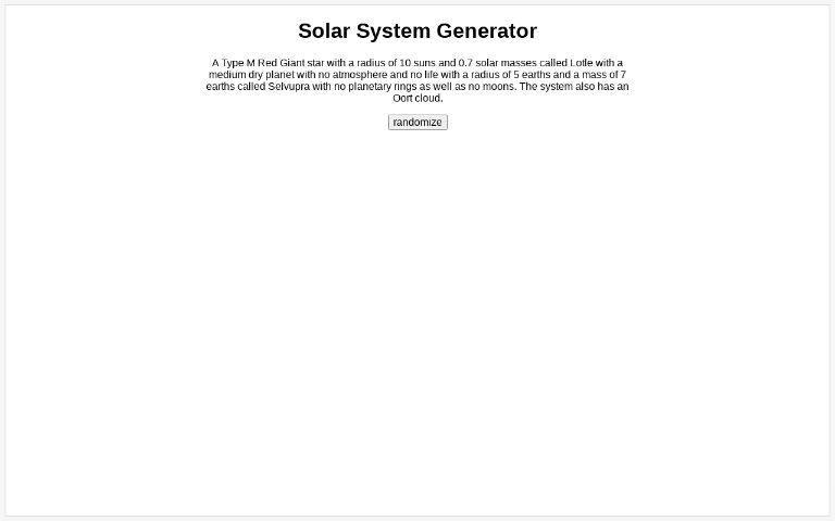 Solar System Generator