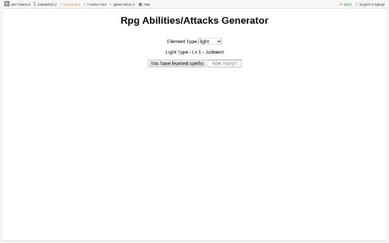 Rpg Abilities/Attacks Generator
