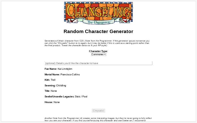 Random Character Generator