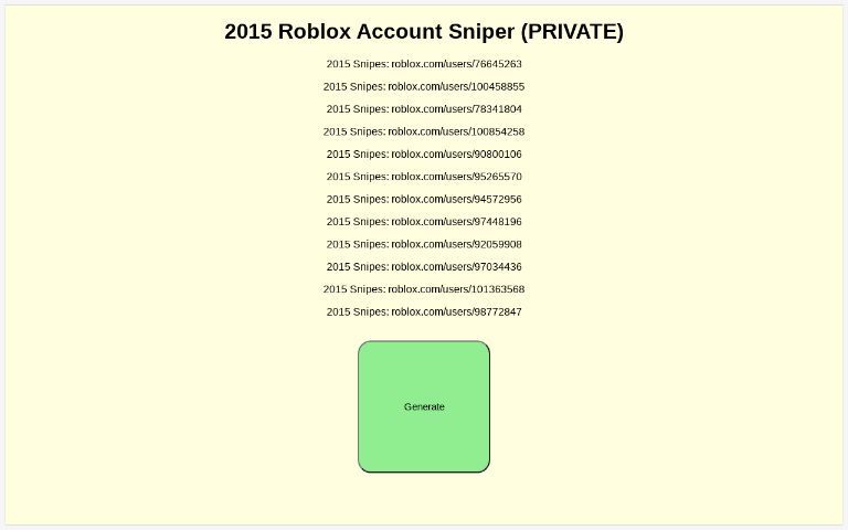 2015 Roblox Account Sniper (PRIVATE) ― Perchance Generator