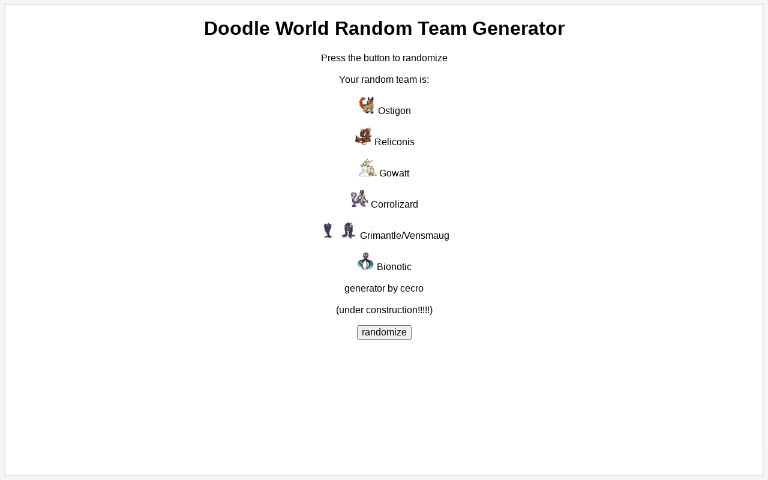 Doodle World Random Team Generator
