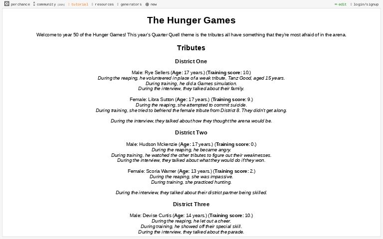 The Hunger Games ― Perchance Generator