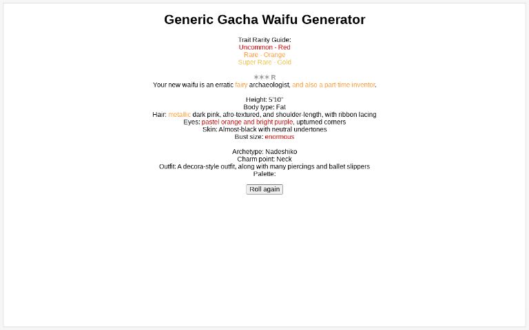 Generic Gacha Waifu Generator