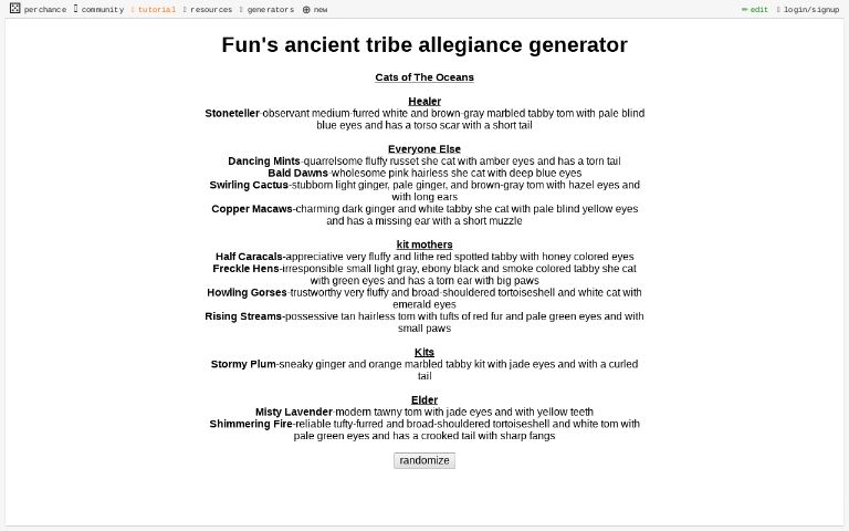Fun's ancient tribe allegiance generator
