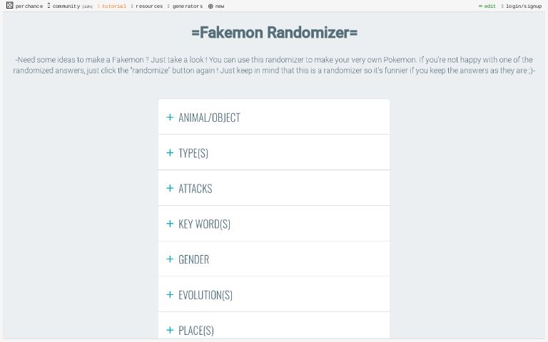=Fakemon Randomizer= ― Perchance Generator