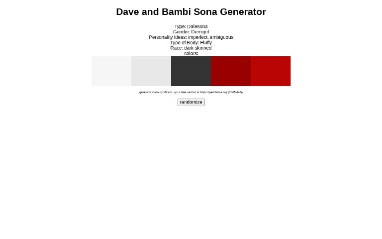 Dave and Bambi Sona Generator