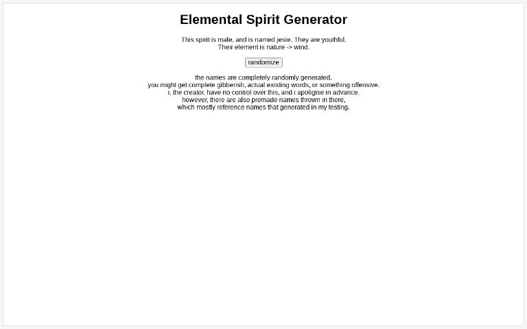 Elemental Spirit Generator