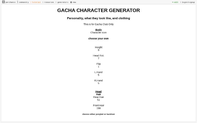 GACHA CHARACTER GENERATOR