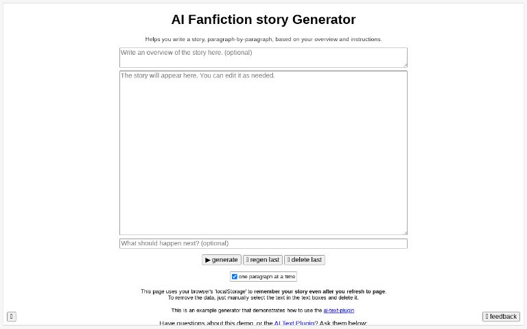 Fanfiction generator store