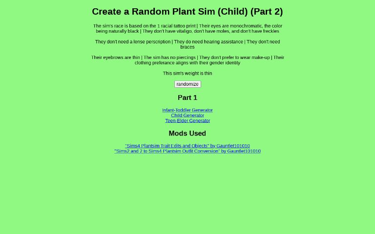 Create a Random Plant Sim (Child) (Part 2) ― Perchance Generator