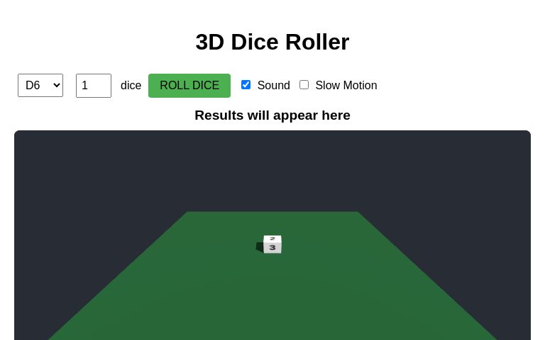 3D Dice Roller ― Perchance Generator