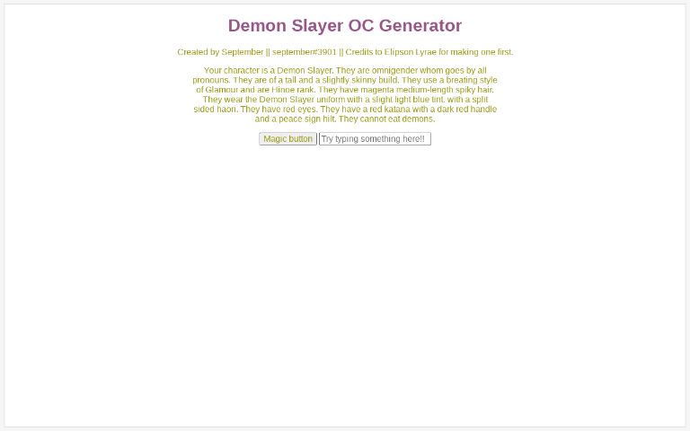 Demon Slayer OC Generator