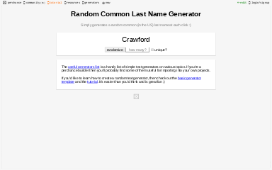 Random Common Last Name Generator
