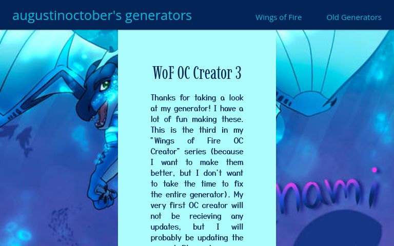 WoF OC Creator 3 ― Perchance Generator
