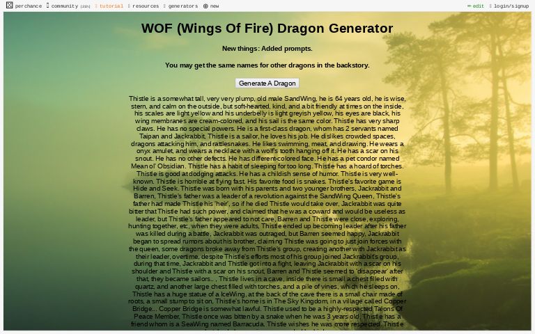WOF (Wings Of Fire) Dragon Generator