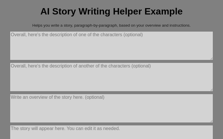 AI Story Writing Helper Example ― Perchance Generator