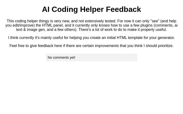 AI Coding Helper Feedback ― Perchance Generator