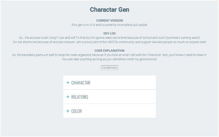 Charactar Gen ― Perchance Generator