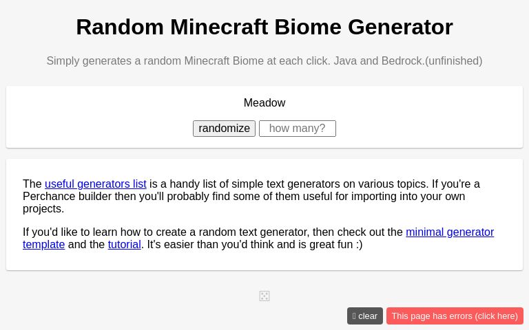 Random Minecraft Biome Generator