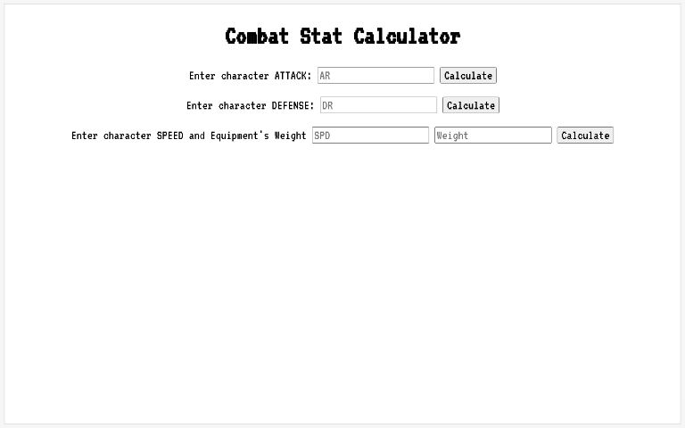 Combat Stat Calculator ― Perchance Generator