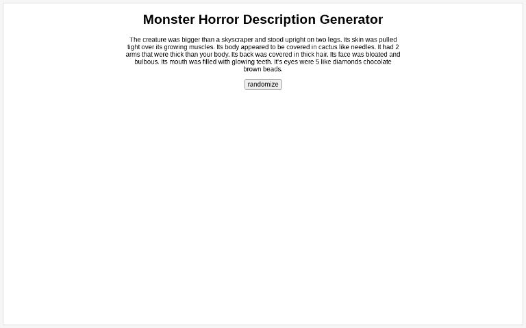 Monster Horror Description Generator