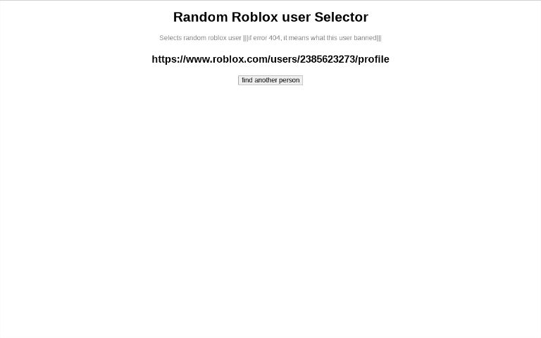 Random Roblox user Selector ― Perchance Generator