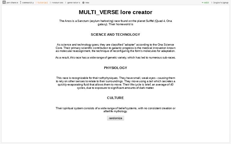 MULTI_VERSE lore creator ― Perchance Generator