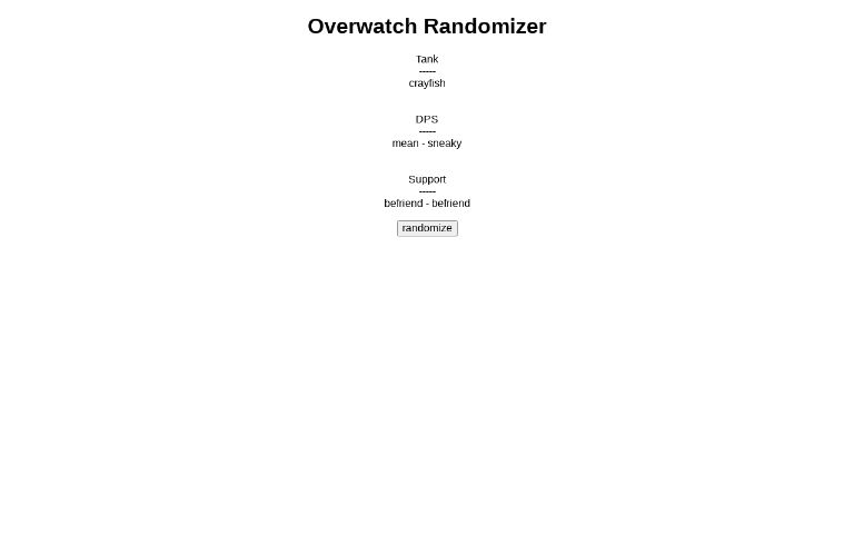 Overwatch Randomizer ― Perchance Generator