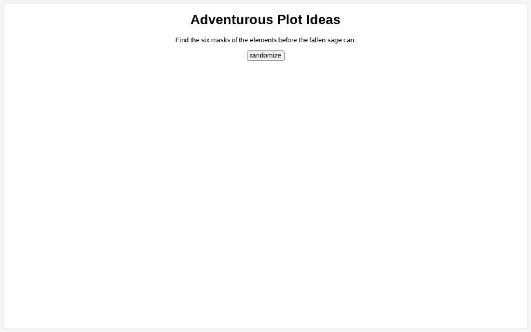 Adventurous Plot Ideas ― Perchance Generator