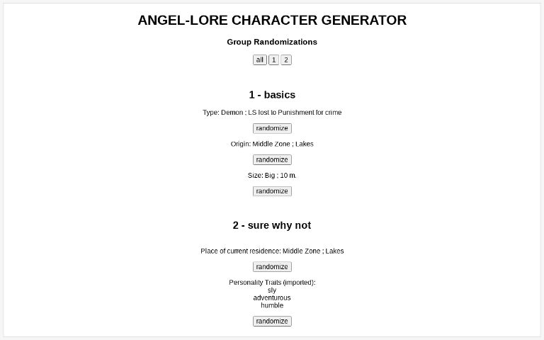 ANGEL-LORE CHARACTER GENERATOR