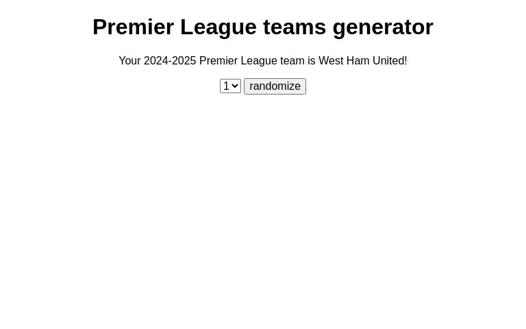 Premier League teams generator