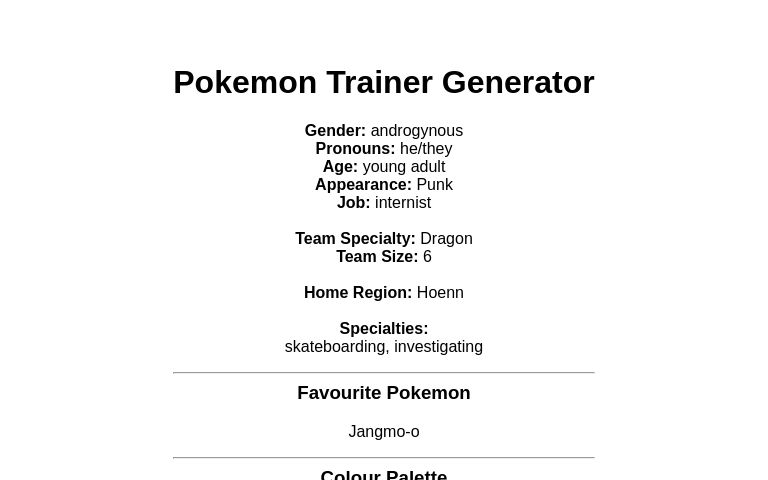 Pokemon Trainer Generator