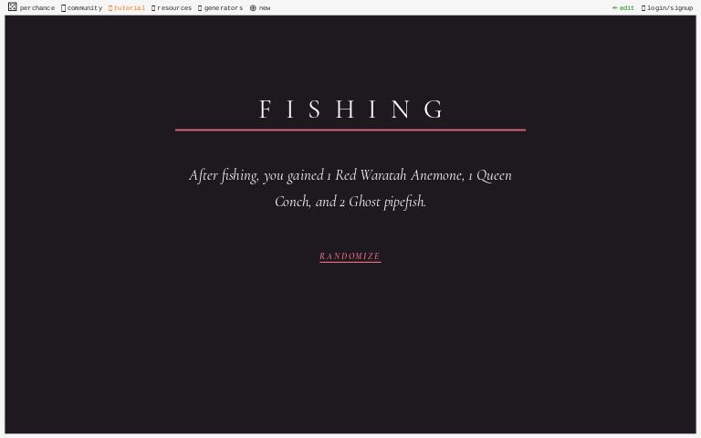 fishing ― Perchance Generator