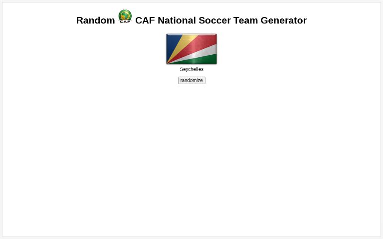 Random CAF National Soccer Team Generator