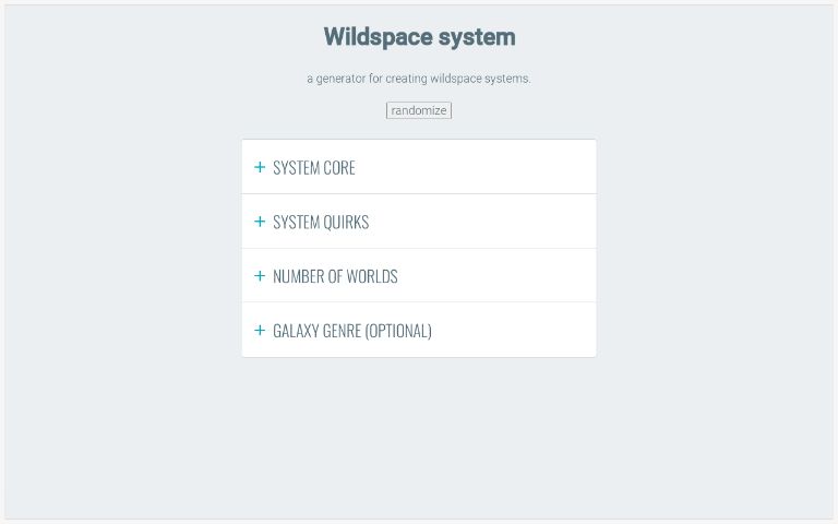 Wildspace system ― Perchance Generator