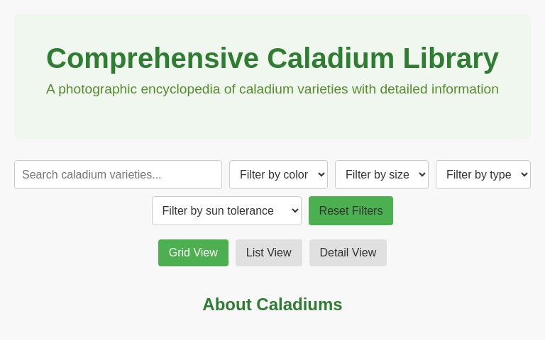 Comprehensive Caladium Library ― Perchance Generator