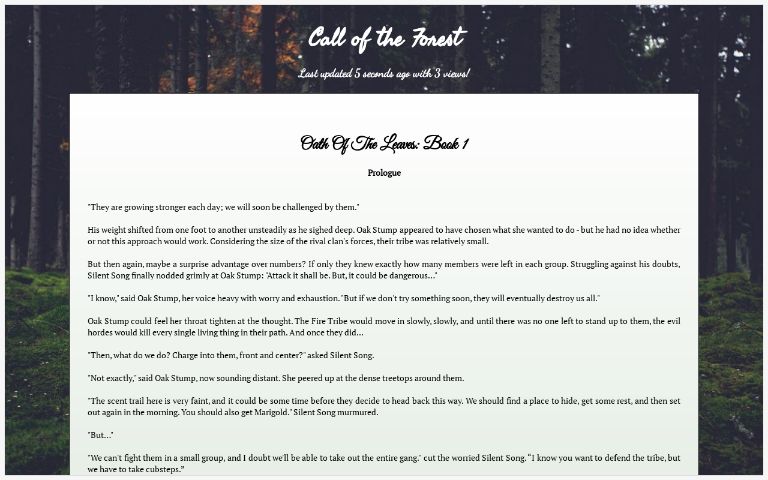 Call of The Forest ― Perchance Generator