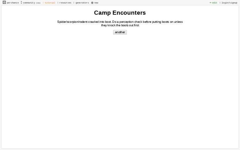 Camp Encounters ― Perchance Generator